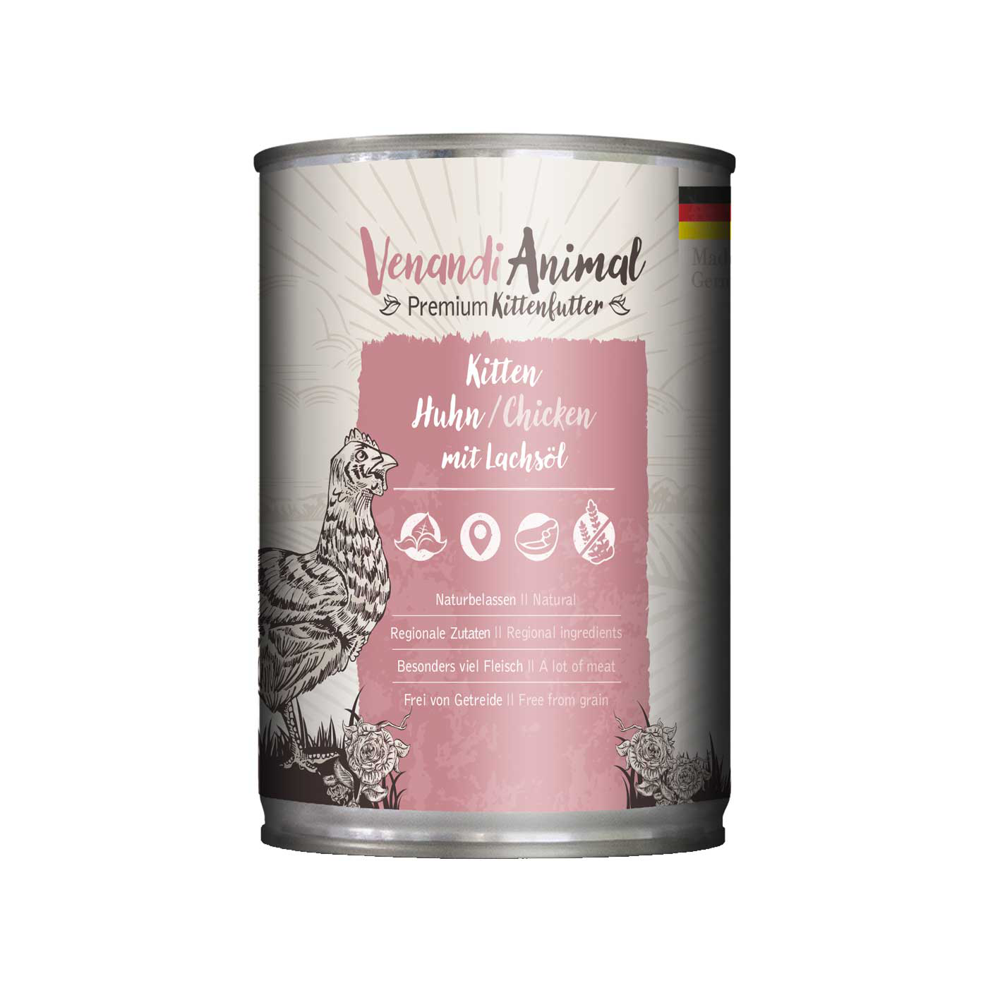 Venandi Animal 貓王 - 幼貓 雞肉+三文魚油 主食罐 (200g / 400g) - 寵物用品