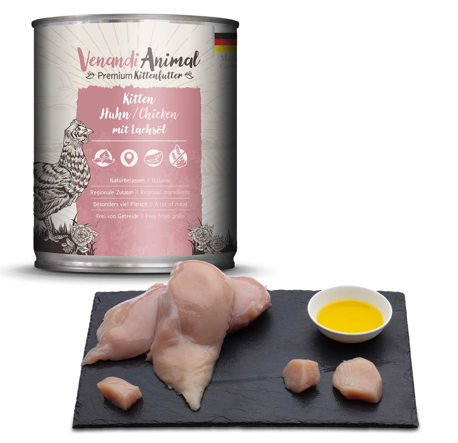 Venandi Animal 貓王 - 幼貓 雞肉+三文魚油 主食罐 (200g / 400g) - 寵物用品
